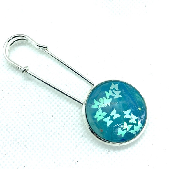 Hand Crafted | Jewelry | Brooch Large Safety Pin Hand Painted Glass ...